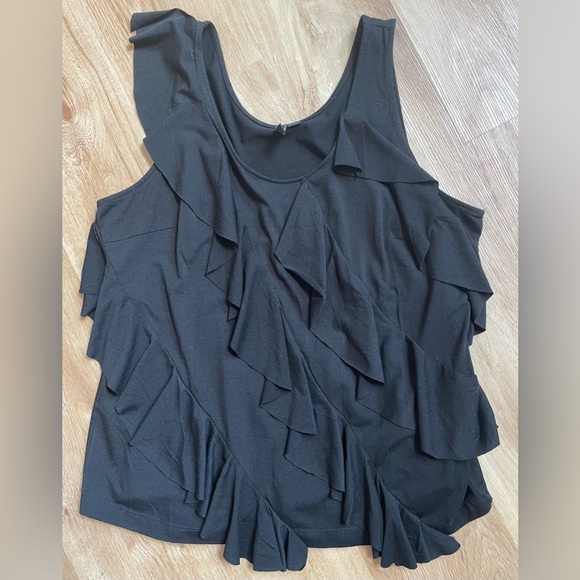 Milano | Tops | Milano Black Tank Tiered Ruffles Sleeveless Ruffle Top ...
